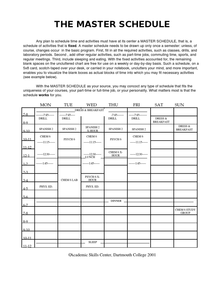 Master Schedule | PDF
