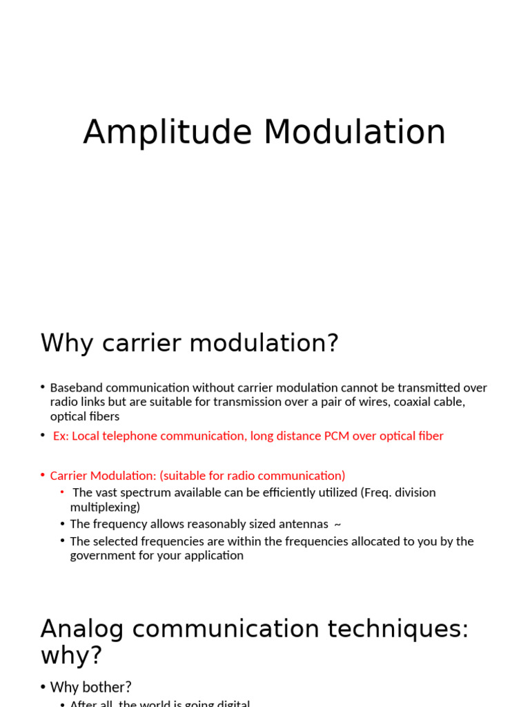 Lecture 6 Amplitude Modulation I.pptx Annotated Day2 | PDF | Modulation ...