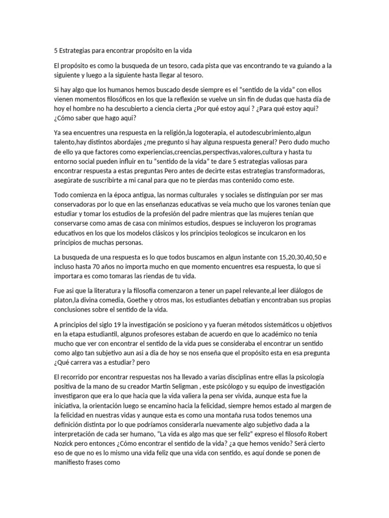 5 Estrategias para Encontrar Tu Proposito en La Vida | PDF ...