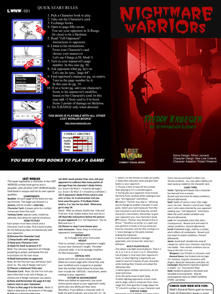 Lost Worlds Fantasy Combat Book Game - Freddy Book | PDF