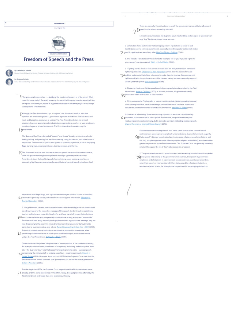 Freedom of Speech and The Press The National Constitution Center | PDF ...