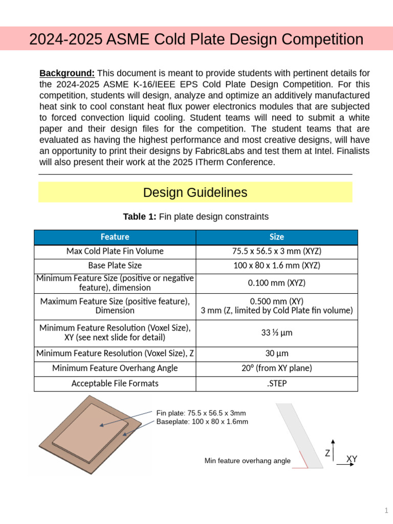 2024 2025 ASME Cold Plate Design Competition Guidance | PDF | Computer ...