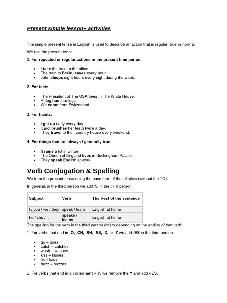 Present Simple Lesson Farah | PDF | Verb | English Language