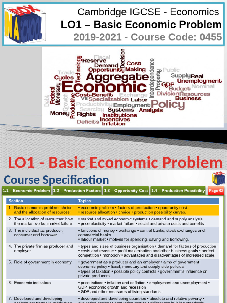 Section 1 The Basic Economic Problem | PDF | Cost Of Living | Labour ...