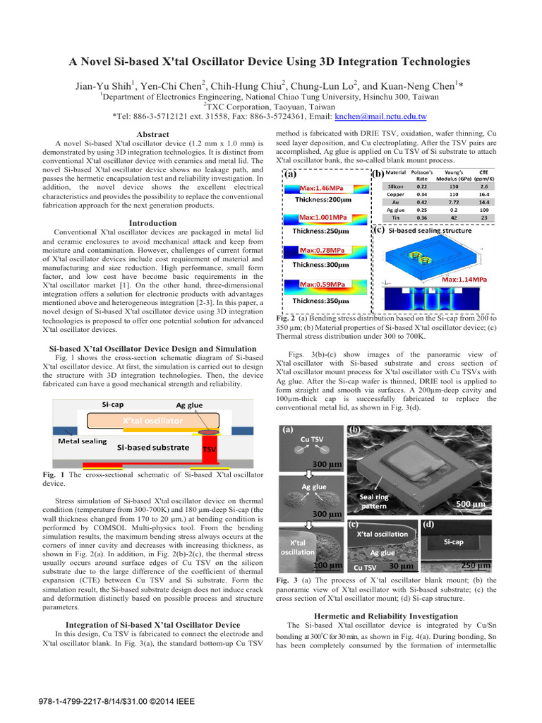 A Novel Si-Based X'tal Oscillator Device Using 3D Integration ...