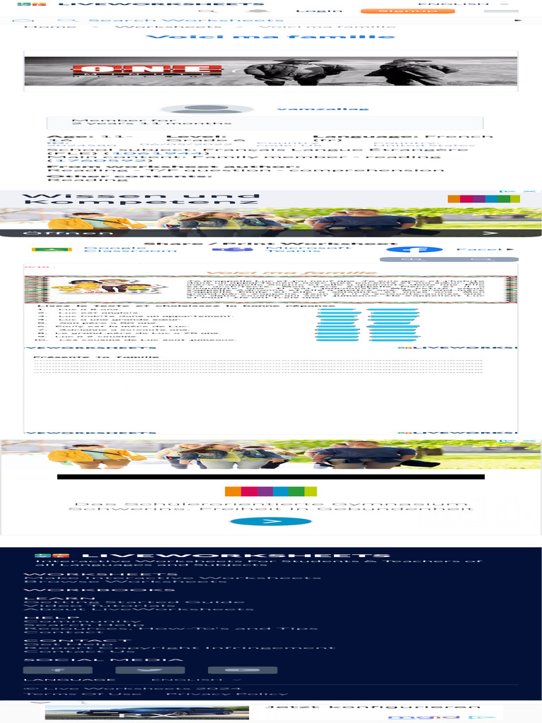 Voici Ma Famille Vamzallag Live Worksheets | PDF