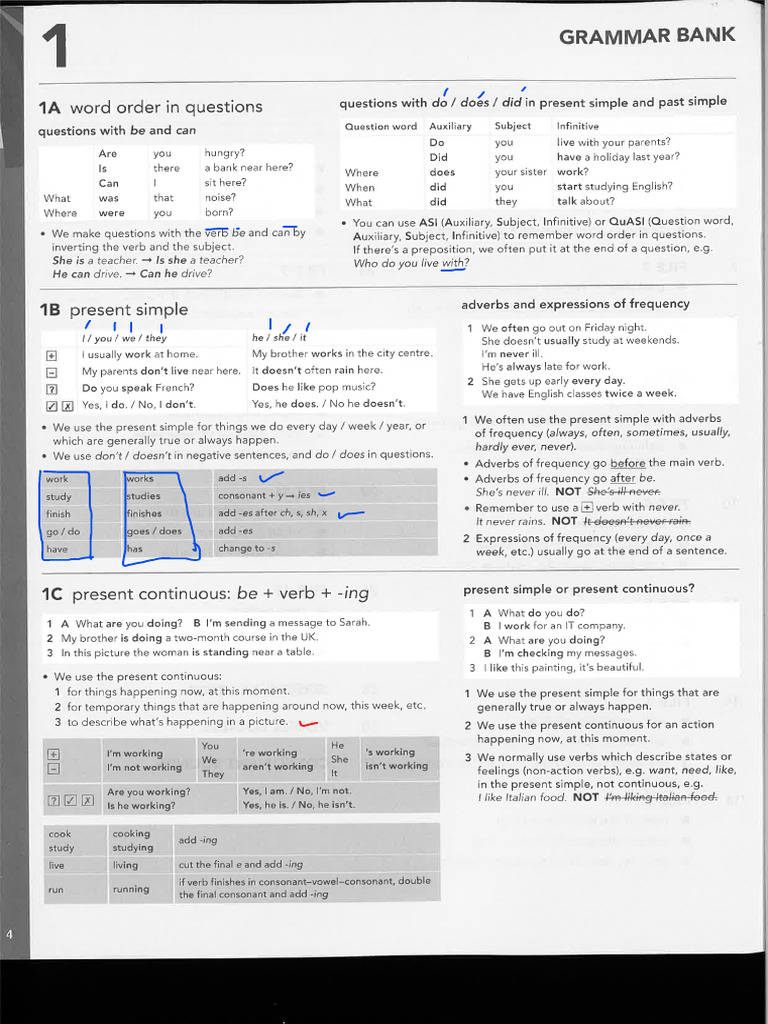 First Lesson - Present Tenses | PDF
