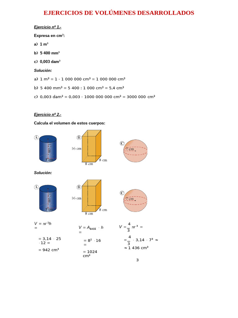 Ejercicios Volumenes | PDF