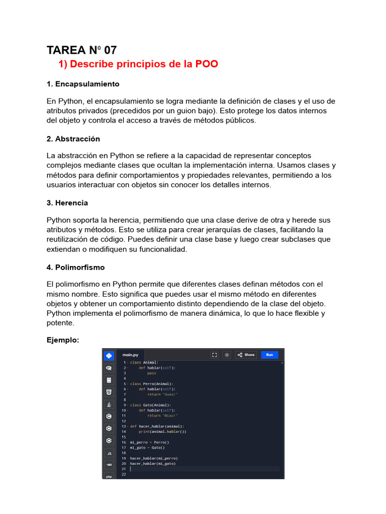 Tarea N 07-Algoritmia para El Desarrollo de Programas. | PDF | Objeto (informática) | Herencia ...