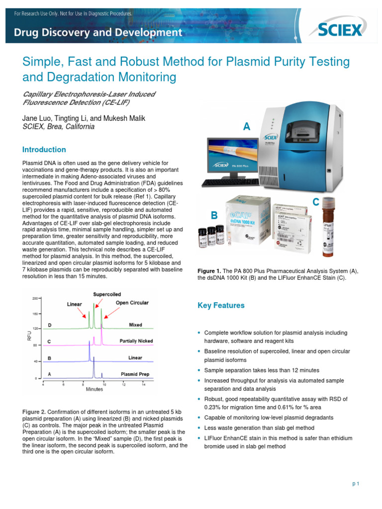 Simple Fast and Robust Method For Plasmid Purity Testing and ... Simple Fast and Robust Method For Plasmid Purity Testing and ...