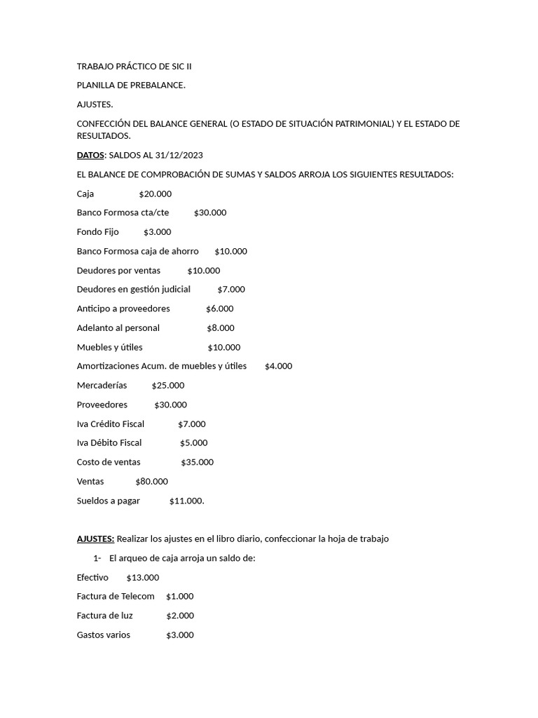 TRABAJO PRÁCTICO DE SIC II Año 2024 | PDF