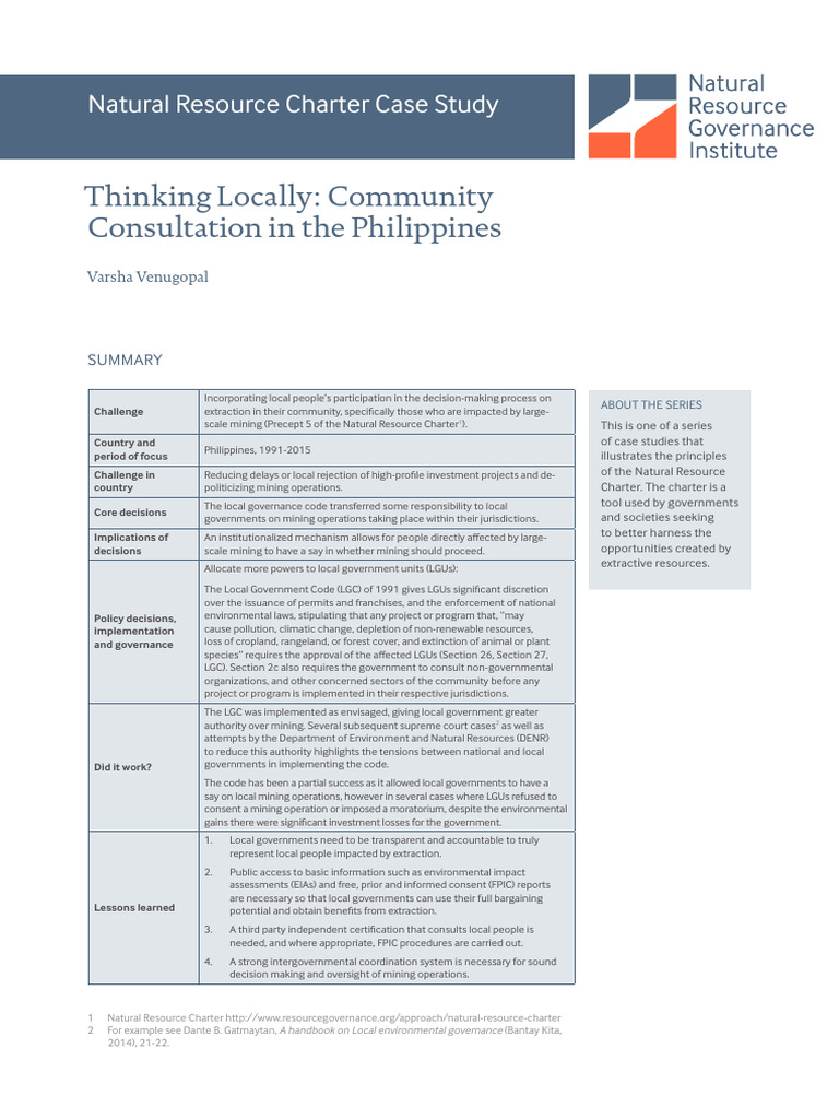 Thinking Locally Community Consultation in The Philippines | PDF ...