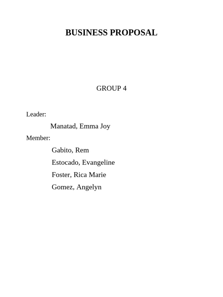 GROUP-4-BUSINESS-PROPOSAL | PDF | Consumer Behaviour | Supply Chain