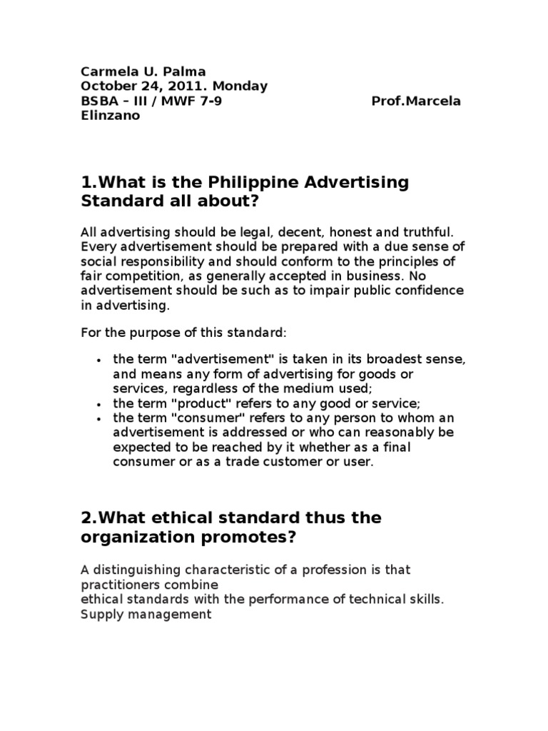 1.what Is The Philippine Advertising Standard All About? | PDF ...