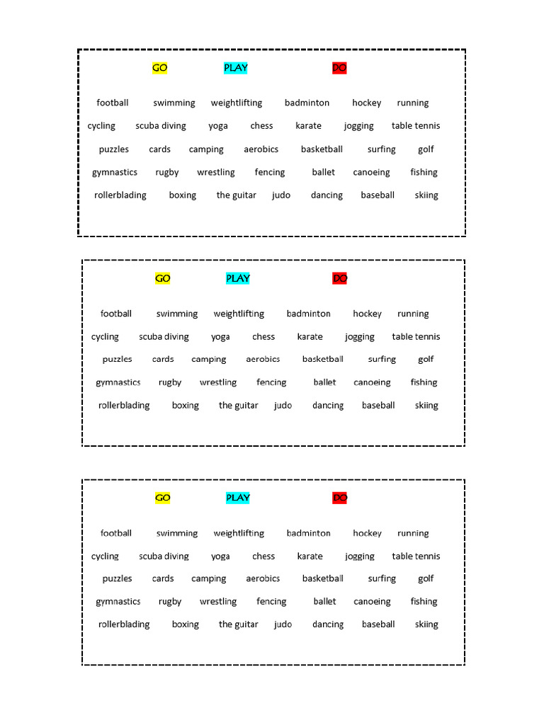 Popular Sports and Activities List | PDF