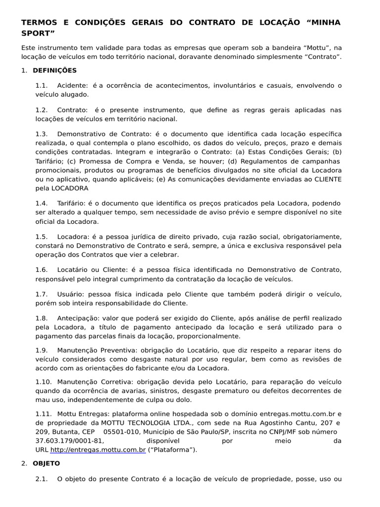 Requisitos para Locação de Veículos Mottu | PDF | Indenização | Roubo