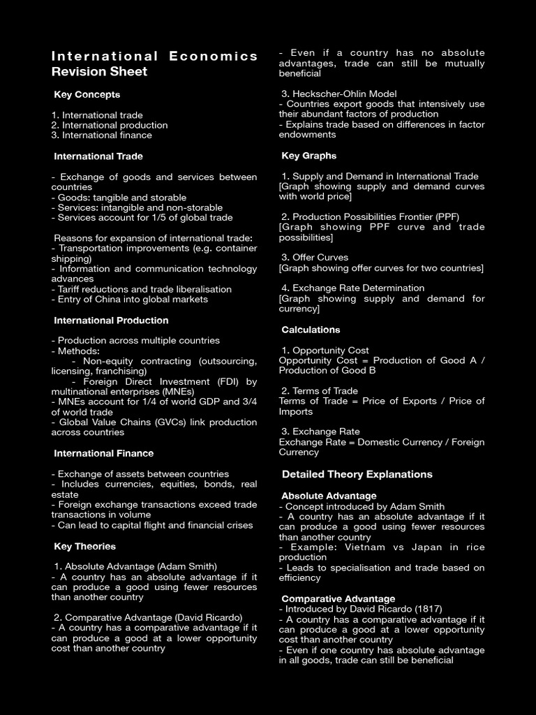 Key Concepts in International Economics | PDF | Comparative Advantage ...