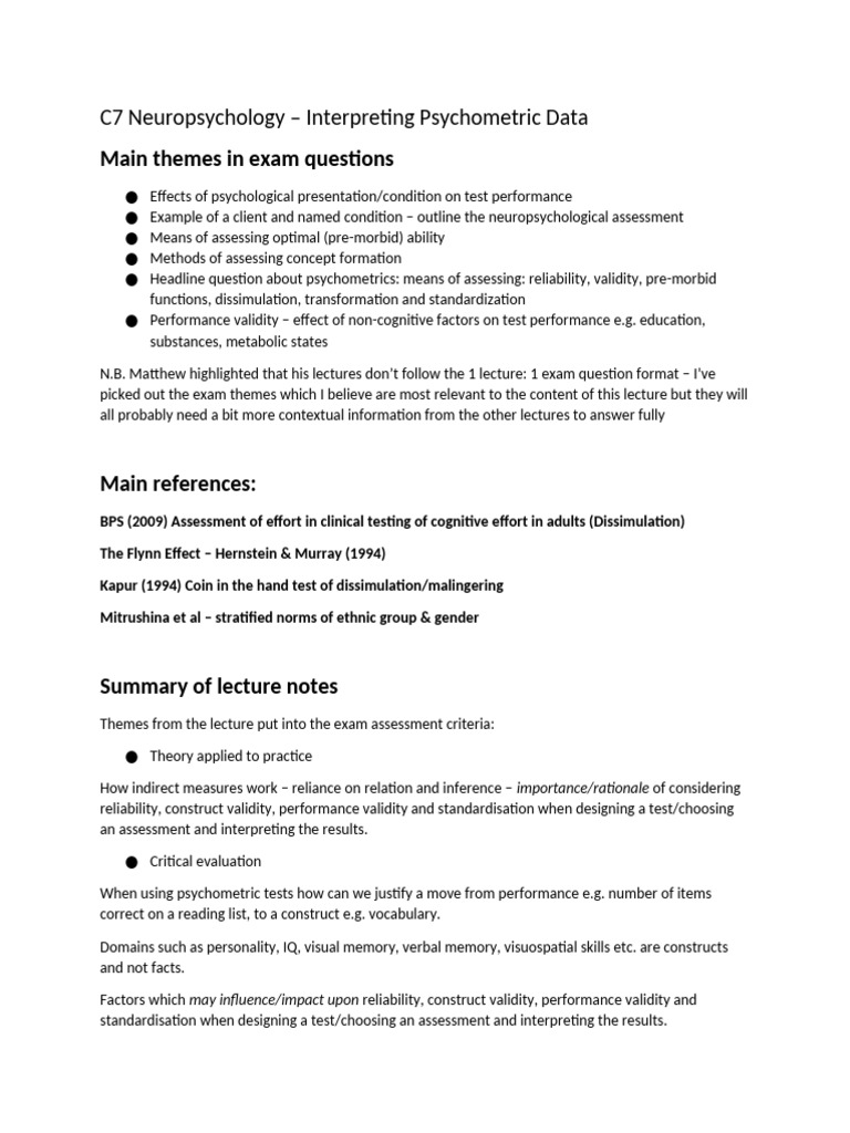 Psychometric Assessment Insights | PDF | Validity (Statistics ...