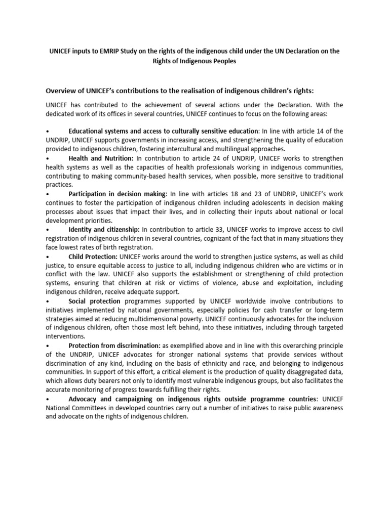 Subm Study Indigenous Child Un Enti Unicef | PDF | Child Protection | Human Trafficking