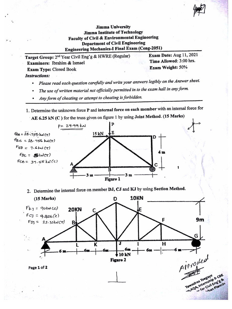 Engineering Mechanics-1 Exam | PDF