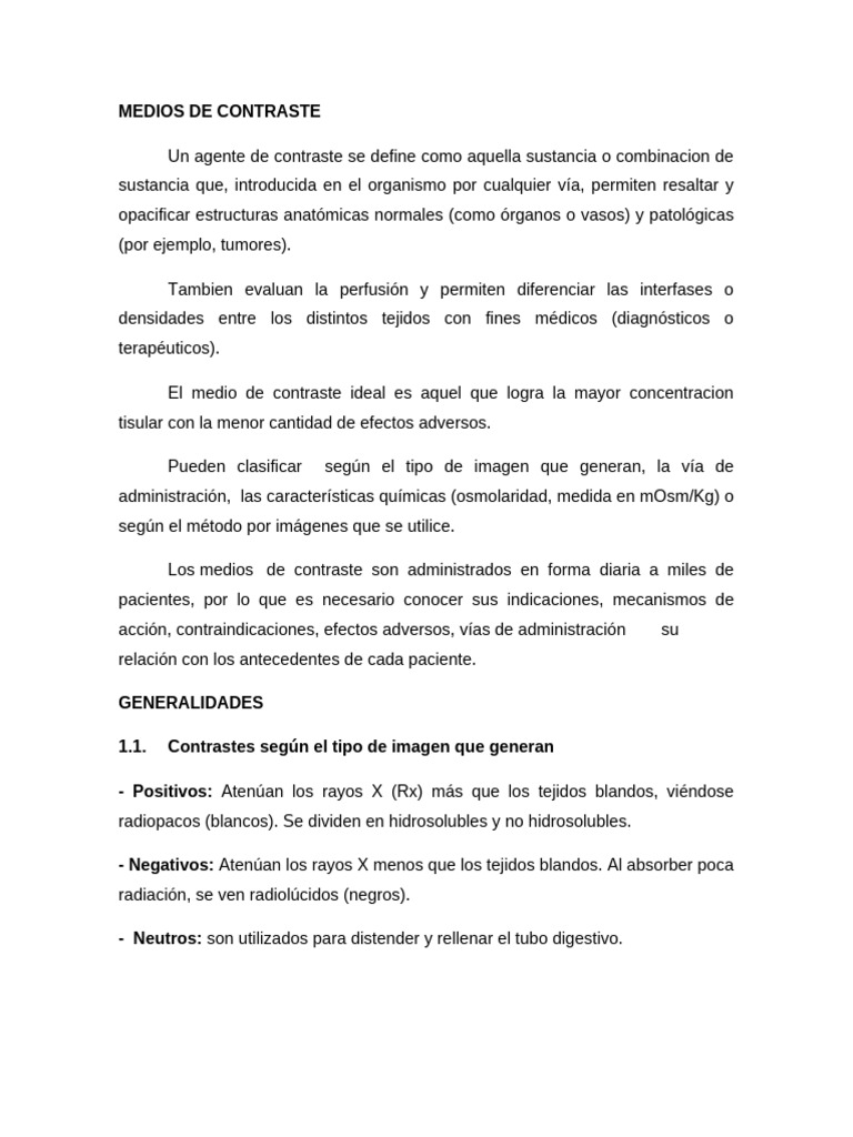 Medios de Contraste | PDF | Amamantamiento | Radiología