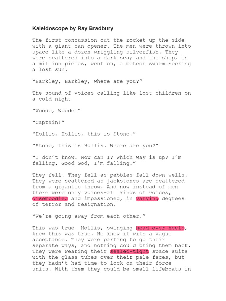 Kaleidoscope by Ray Bradbury | PDF | Young Adult