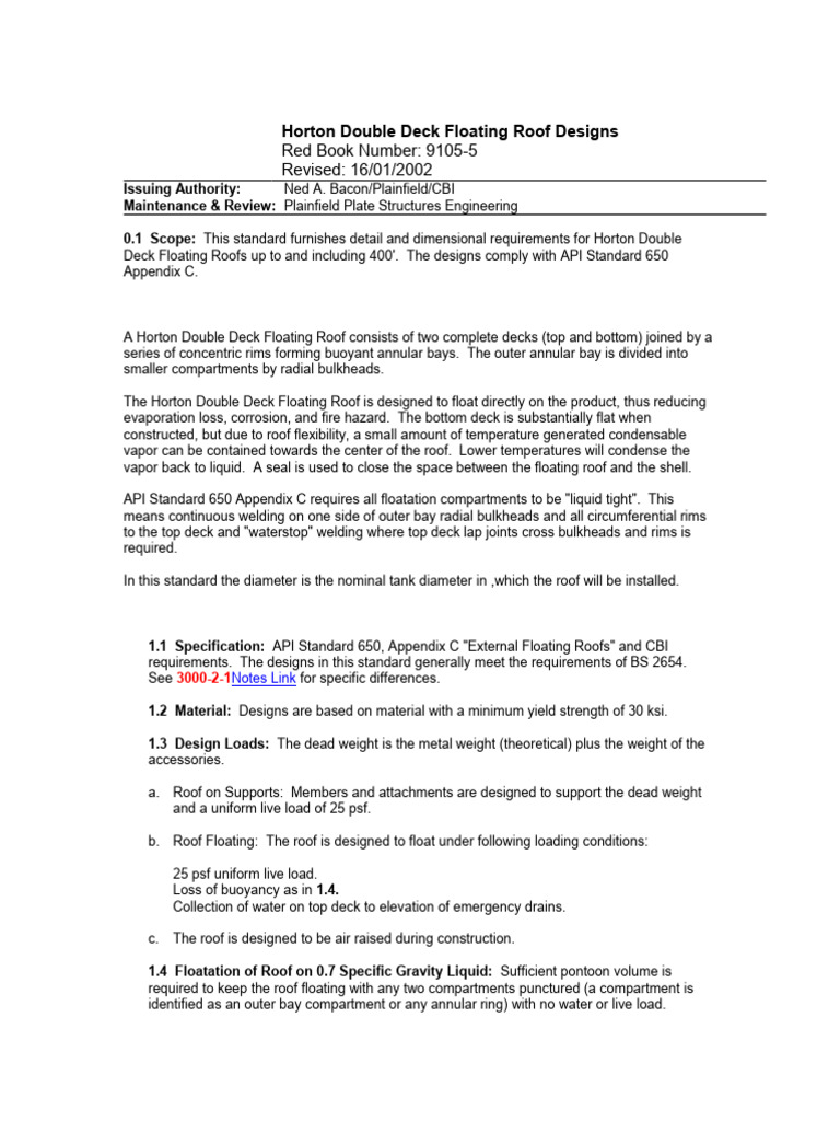 Floating Roof Design Standards | PDF | Pressure | Deck (Ship)