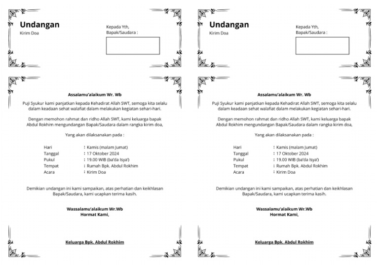 Undangan Kirim Doa-1 | PDF