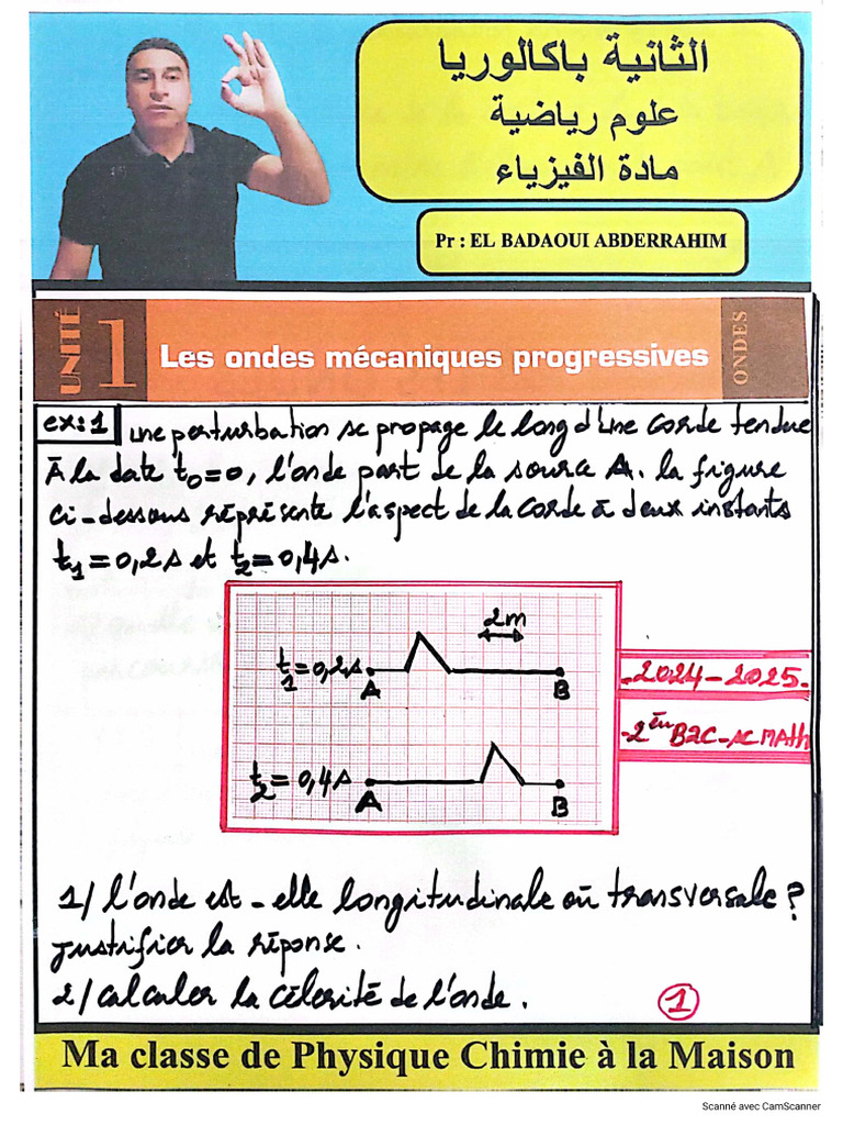 Exercice Ondes Progressives SC Math Prof El Badaoui | PDF