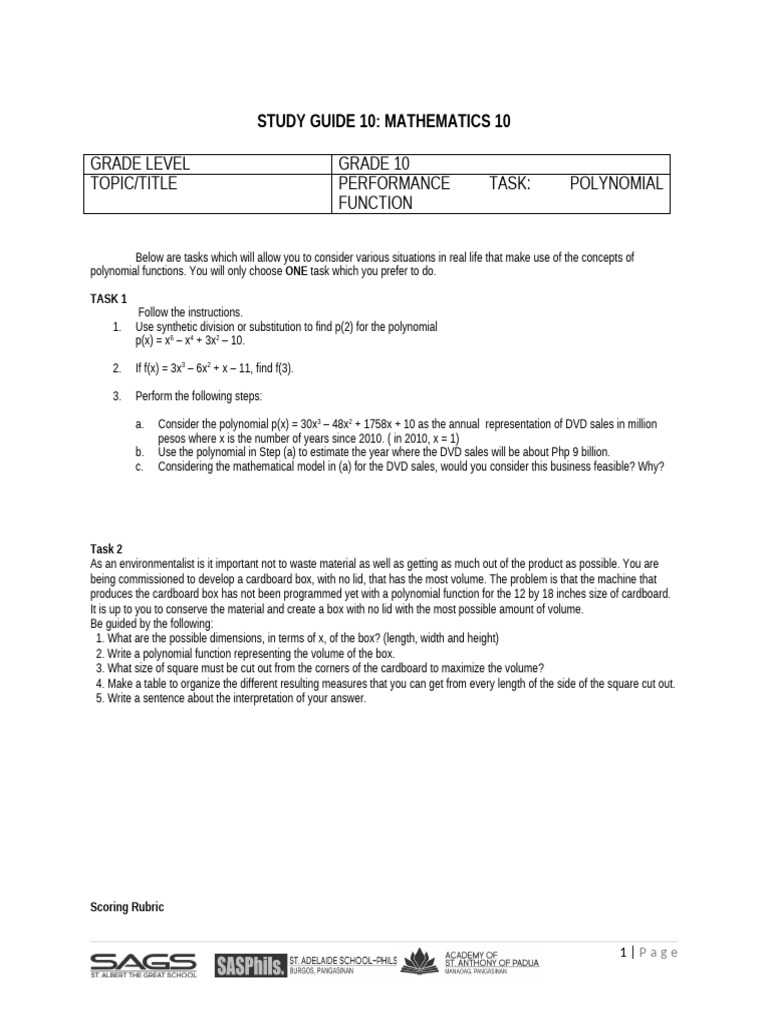 10-Math Q2 PERFORMANCE-TASK | PDF | Mathematics | Applied Mathematics