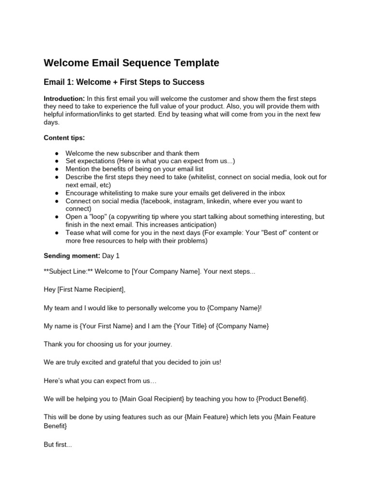 Welcome Email Sequence Template PDF | PDF