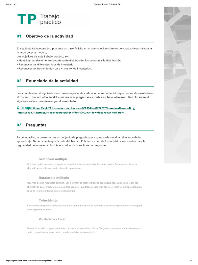 Examen - Trabajo Práctico 2 (TP2) Produccion | PDF