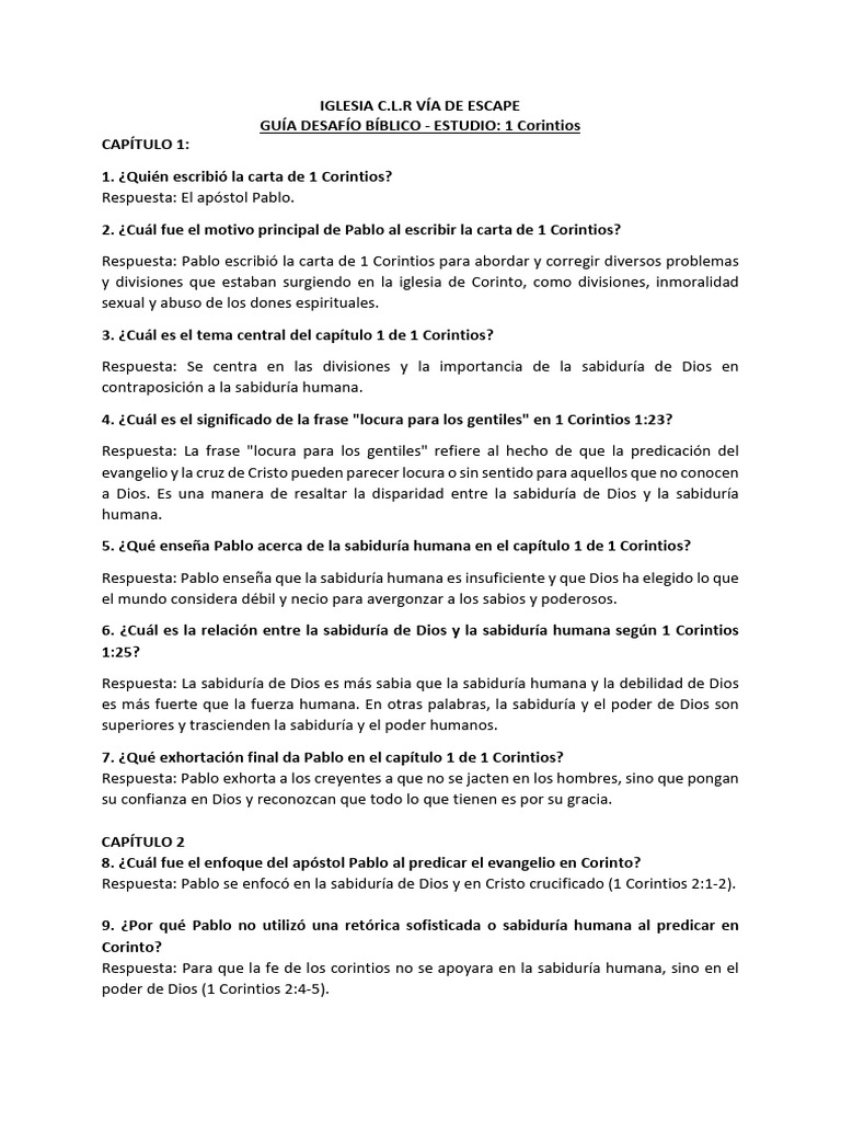 Guía Desafío Bíblico 1 Corintios | PDF | Primera epístola a los corintios | Pablo el apóstol