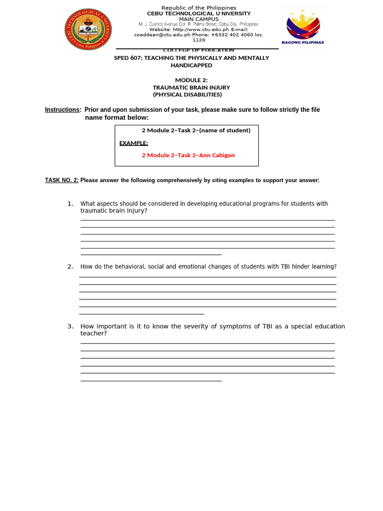 2 Module 2-Task 2-Traumatic Brain Injury (Physical Disabilities) | PDF