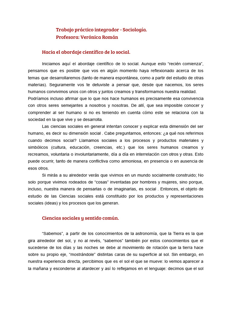 Integrador Sociología Pdf Sociología Sociedad
