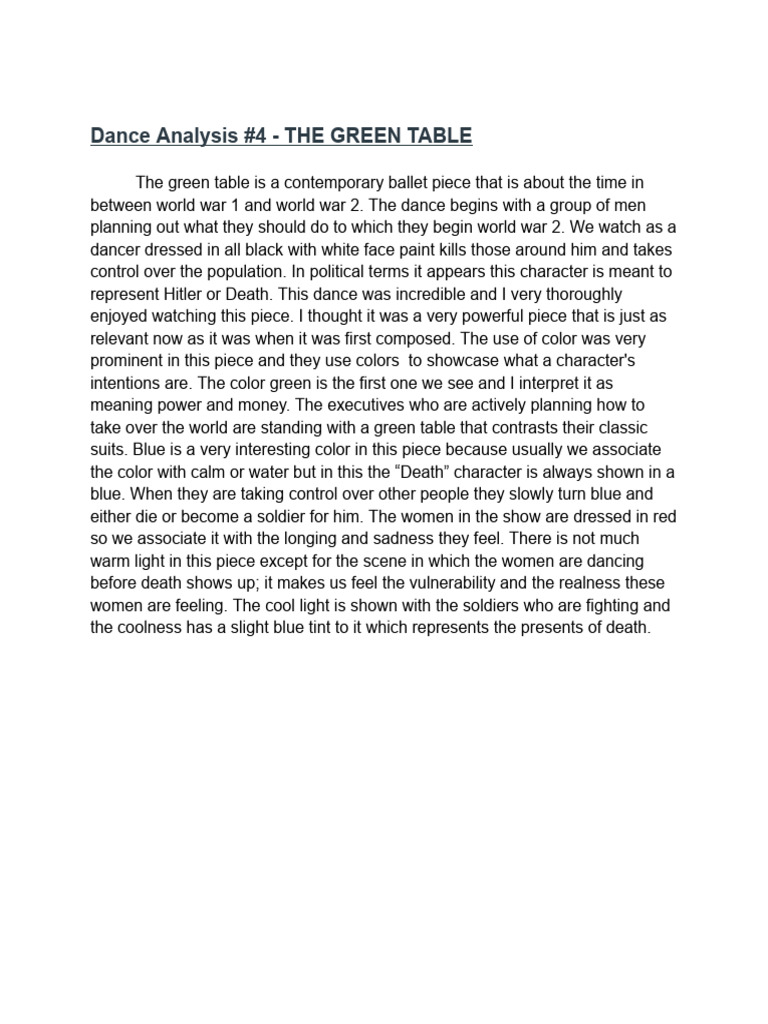 Dance Analysis #4 - THE GREEN TABLE | PDF