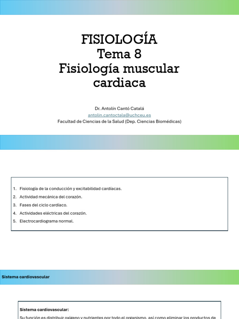 Tema8 Tema9 Fisiologia BUENO | PDF | Ventrículo (corazón) | Corazón