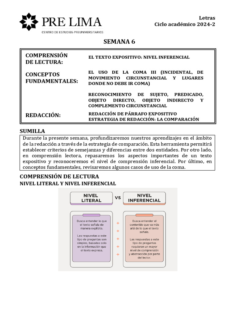 Separata Semana 6 - Letras - 2024-2 | PDF | Dormir | Suspense (Género)