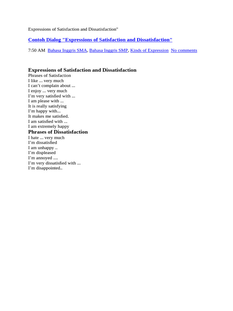 Expressions of Satisfaction and Dissatisfaction | PDF