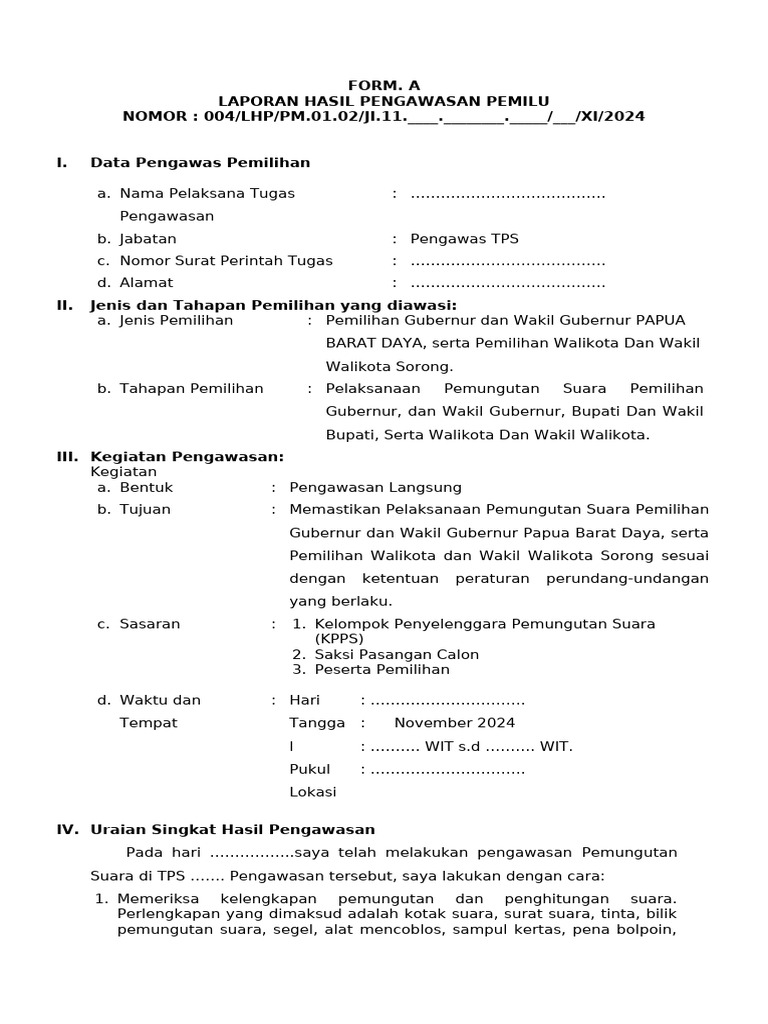 Draft Form A PTPS Pemungutan Suara | PDF | Ilmu Sosial