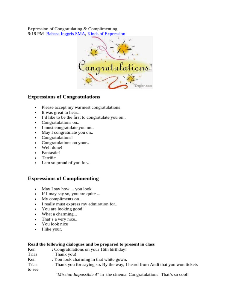 Expression of Congratulating | PDF | Language Arts & Discipline