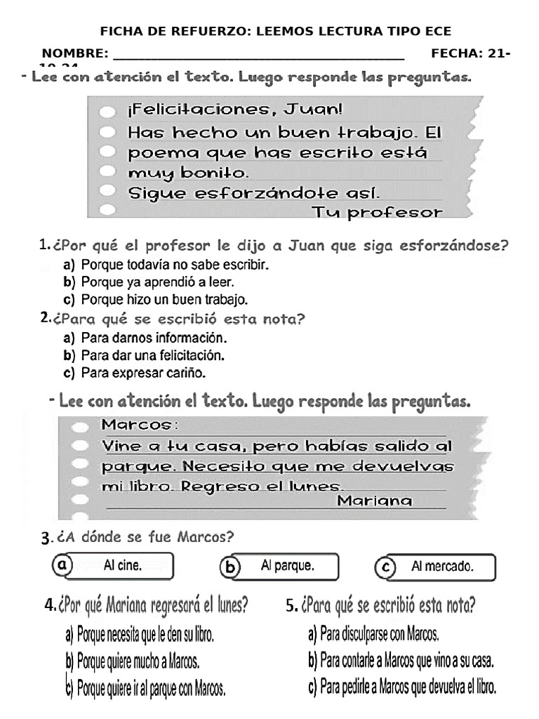 Dia 1 Ref. Com Lecturas Tipo Ece | PDF
