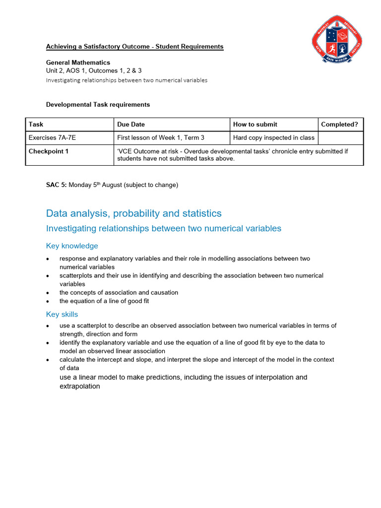 General Mathematics AOS 1 - Data Analysis Probability and Statistics | PDF