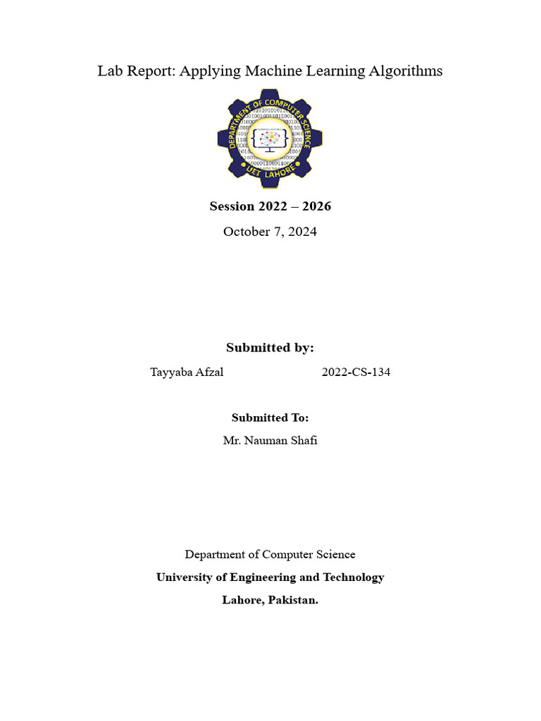 Machine Learning Lab Report | PDF | Business | Computers