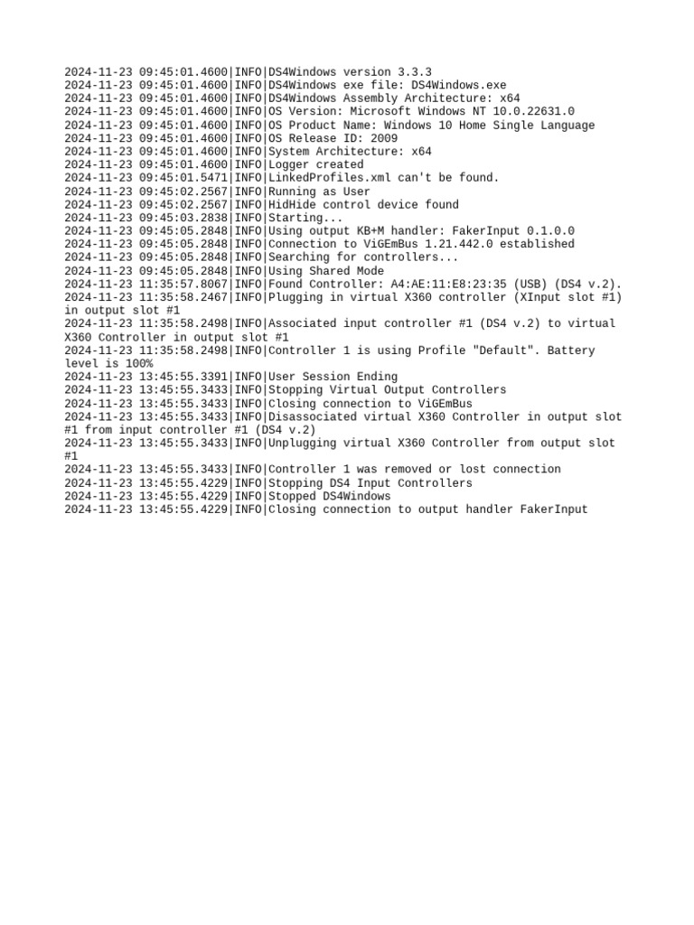 Ds4windows Log 20241123.9 | PDF
