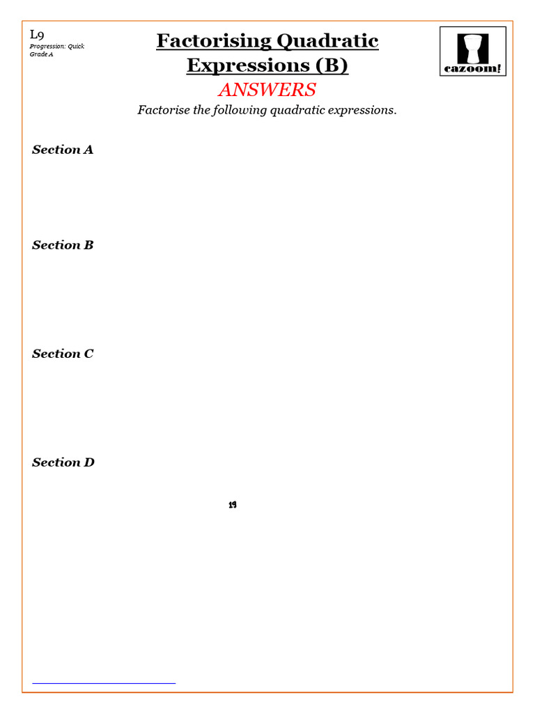 Ans - Factoring Quadratic Expression 2 | PDF | Algebra | Mathematics