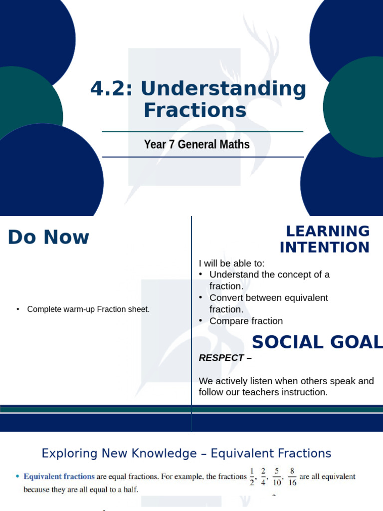 Year 7 Maths - Chapter 4.2 Understanding Fractions | PDF