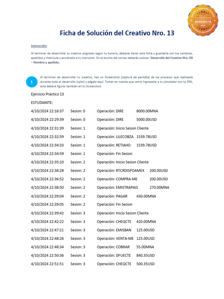 Desarrollo Del Creativo Nro. 13 - Piero Smith Rodriguez Olivares | PDF | Tecnología