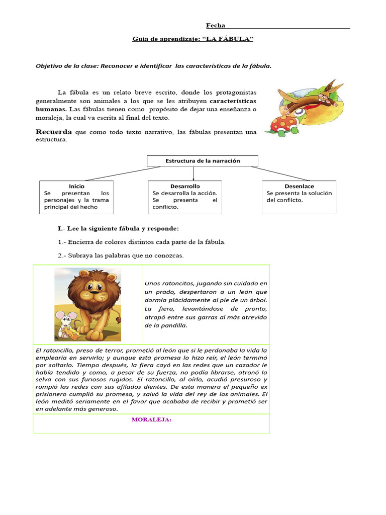 Guía de Actividades La Fábula | PDF | Fábula