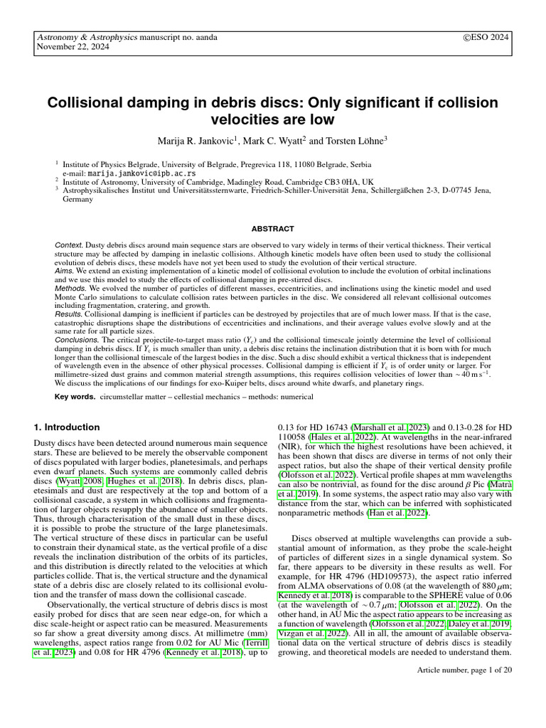 Collisional Damping in Debris Discs: Only Significant If Collision ...